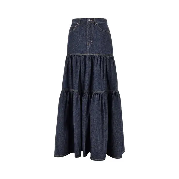 Saint Laurent Denim Maxi Skirt - Blue