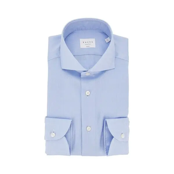 XACUS Cotton Tailor Fit 'travel' Shirt - Blue