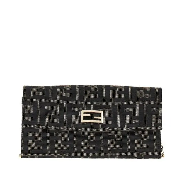 Fendi Jacquard Ff Fabric Wallet With Chain