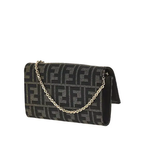 Fendi Jacquard Ff Fabric Wallet With Chain