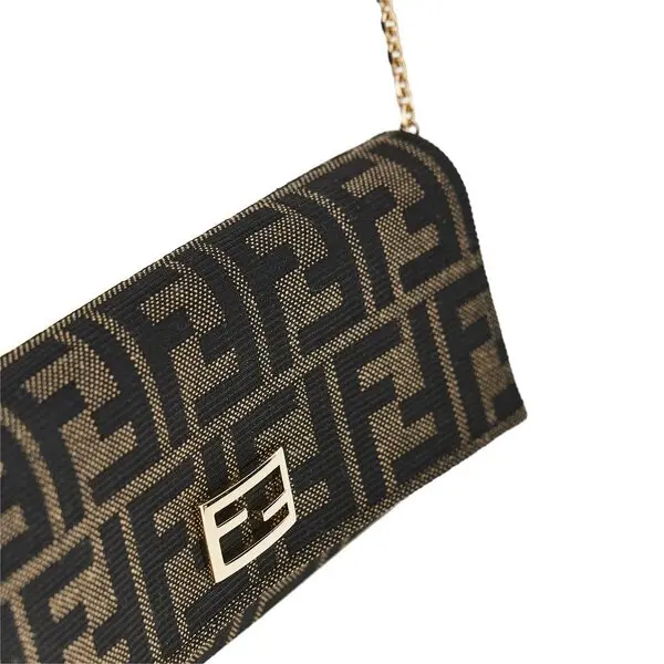 Fendi Jacquard Ff Fabric Wallet With Chain