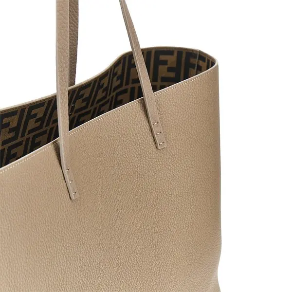 Fendi Medium 'roll' Grained Leather Shopping Bag - Grey