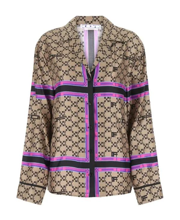 Off-White Monogram Pajama Shirt Brown Black - Multicolor