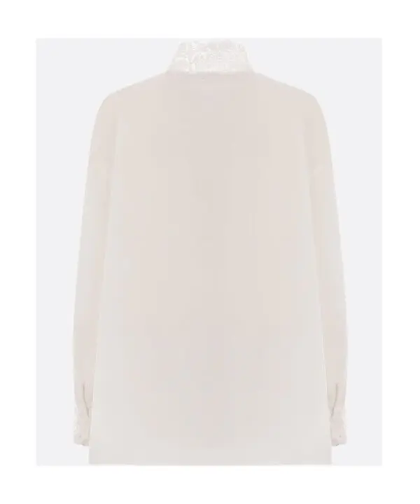 Ermanno Scervino Lace-trim Mock Neck Shirt