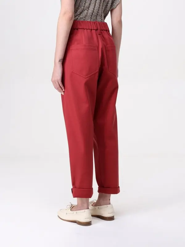 Brunello Cucinelli High Waisted Straight Leg Trousers - Red