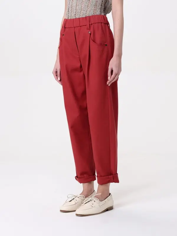 Brunello Cucinelli High Waisted Straight Leg Trousers - Red