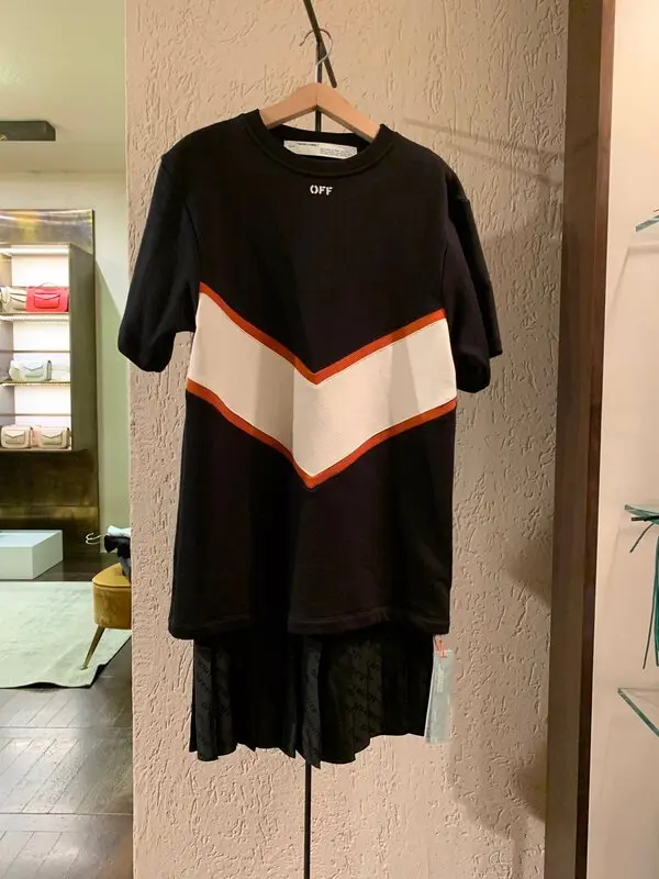Off-White Contrasting Panels T-shirt Dress