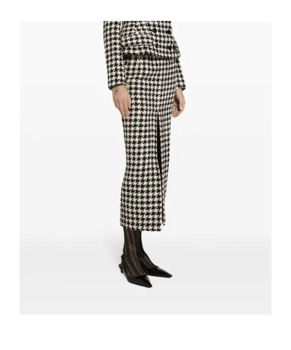 Dolce & Gabbana Dolce Gabbana Houndstooth Printed Midi Skirt