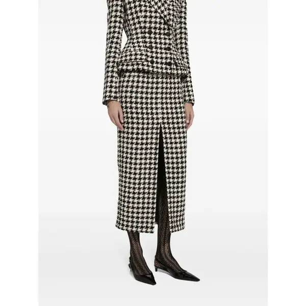 Dolce & Gabbana Dolce Gabbana Houndstooth Printed Midi Skirt