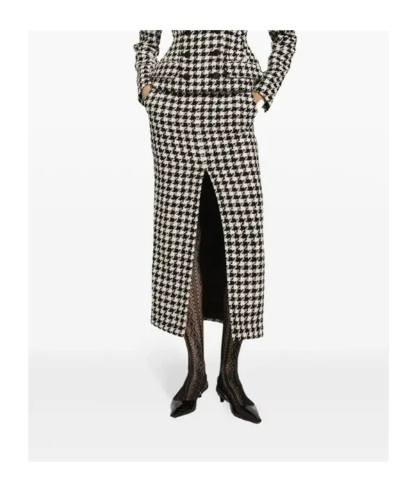 Dolce & Gabbana Dolce Gabbana Houndstooth Printed Midi Skirt