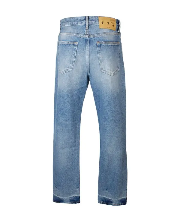 Off-White Logo Patch Straight Leg Cropped Jeans