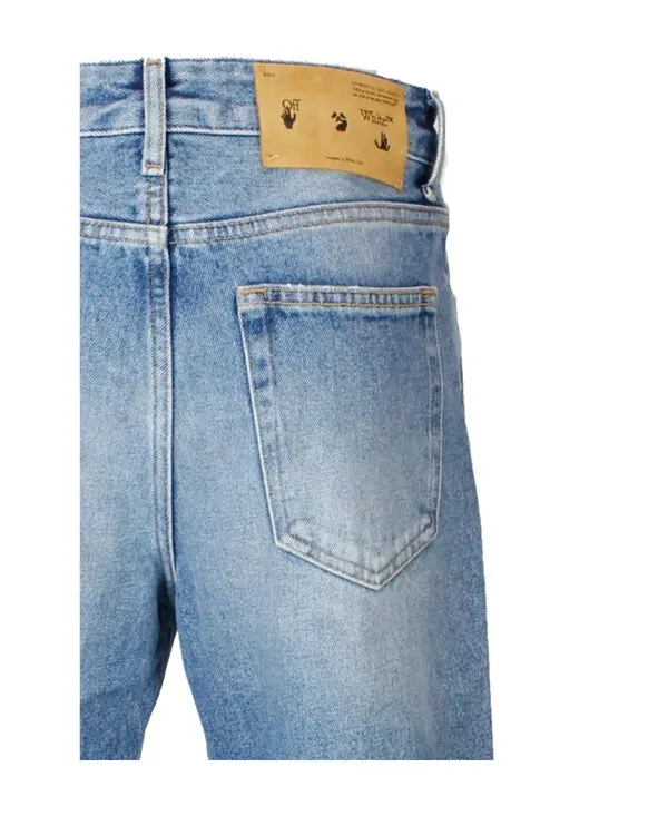Off-White Logo Patch Straight Leg Cropped Jeans