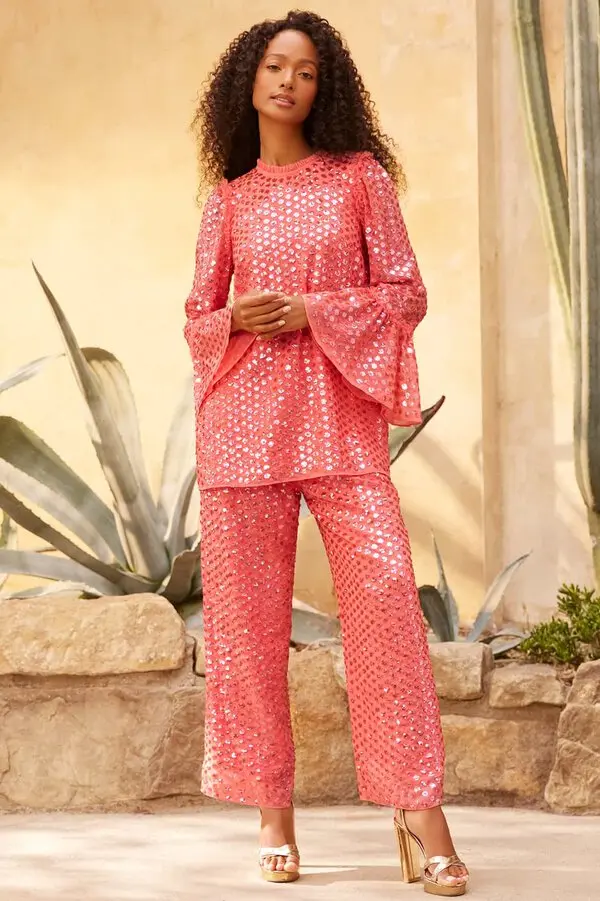 NEEDLE  THREAD Needle & Thread Raindrop Gloss Trousers