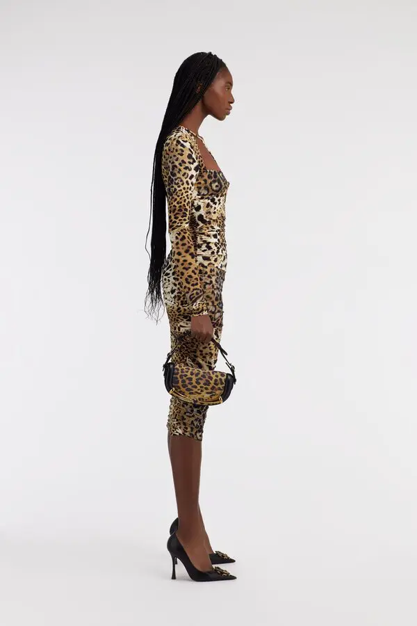 Roberto Cavalli Jaguar Skin Printed Dress
