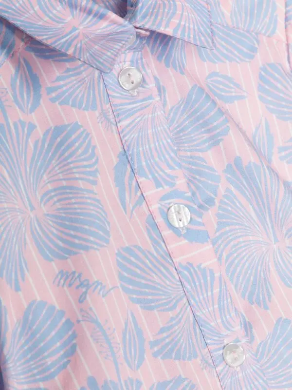 MSGM Hawaiian Floral-print Cropped Shirt