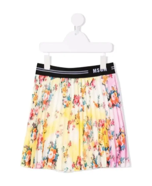 MSGM Teen Floral-print Pleated Skirt