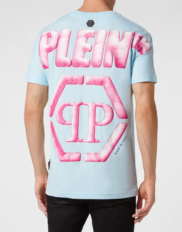 Philipp Plein T-shirt With Round Neck And Short Sleeves - Blue