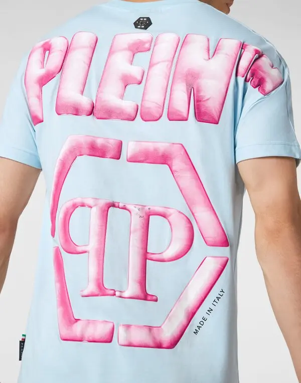 Philipp Plein T-shirt With Round Neck And Short Sleeves - Blue