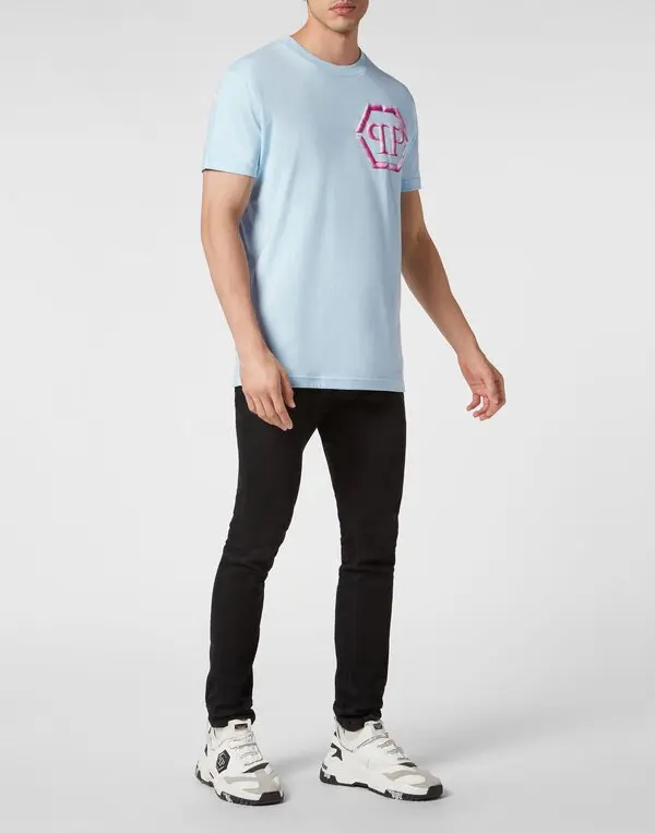 Philipp Plein T-shirt With Round Neck And Short Sleeves - Blue