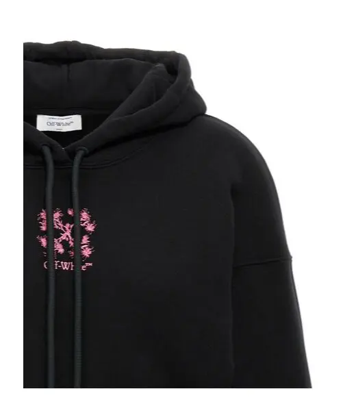 Off-White Logo Embroidered Cropped Hoodie