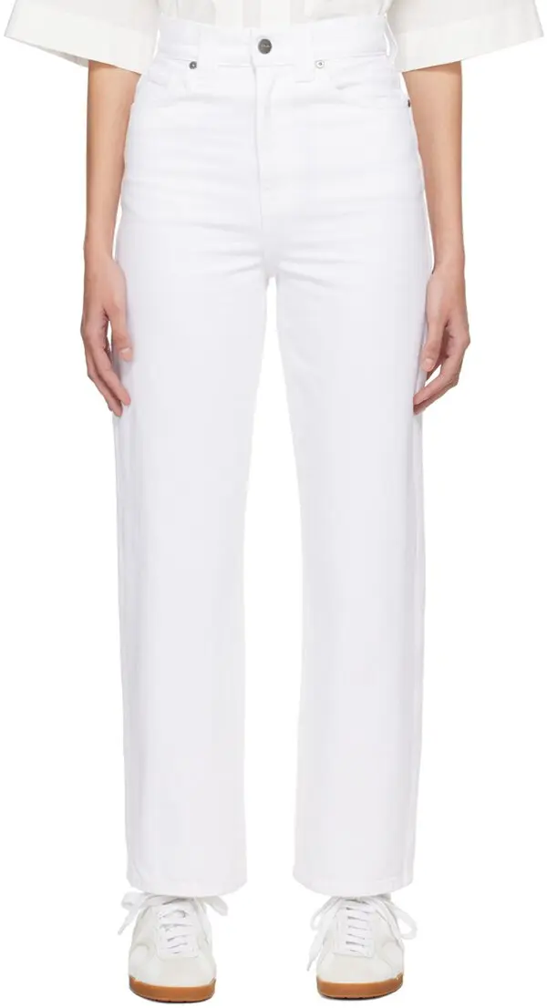 Khaite High Rise Straight Leg Jeans - White