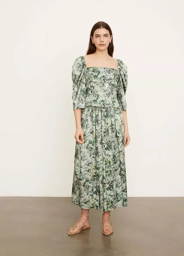 Vince Floral-print Square-neck Blouse
