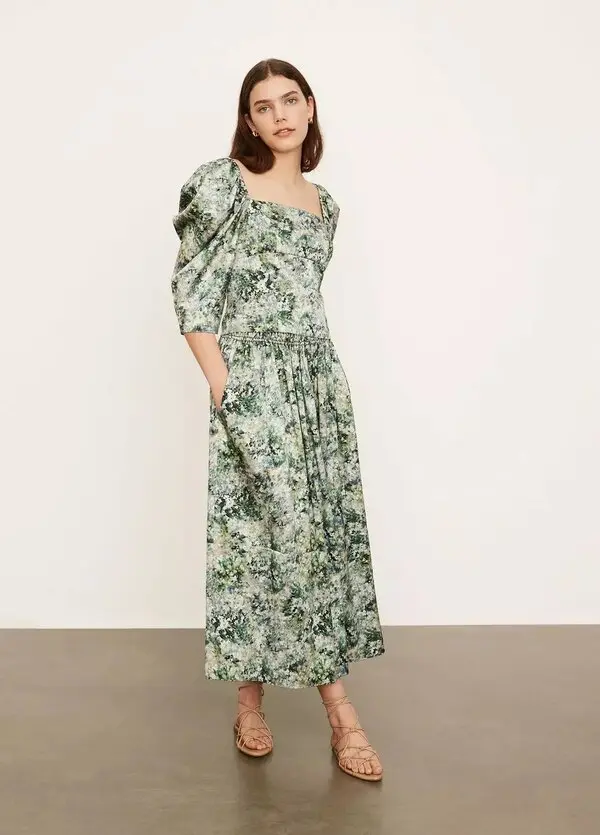 Vince Floral-print Square-neck Blouse