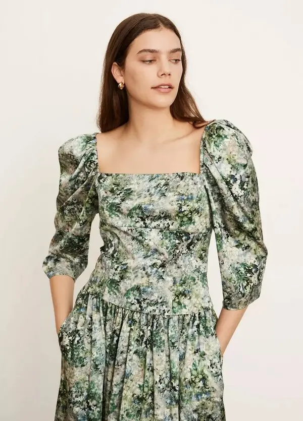 Vince Floral-print Square-neck Blouse