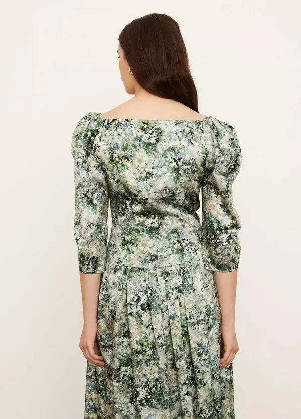 Vince Floral-print Square-neck Blouse