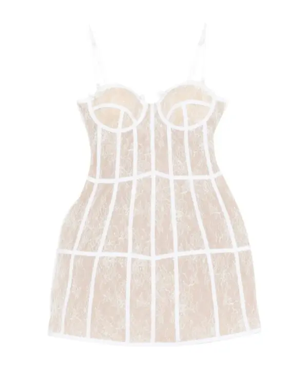 Giuseppe Di Morabito Lace Panelled Mini Dress - White
