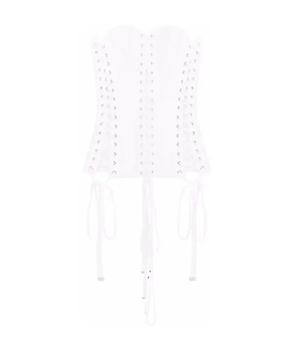 Dolce & Gabbana Lace-detail Cotton Corset - White
