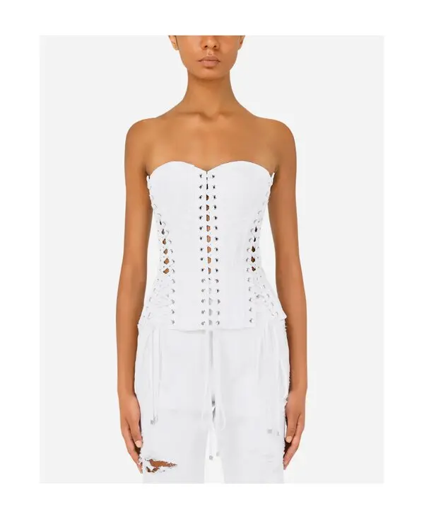 Dolce & Gabbana Lace-up Cotton Corset Vest