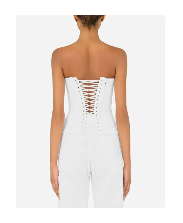 Dolce & Gabbana Lace-up Cotton Corset Vest