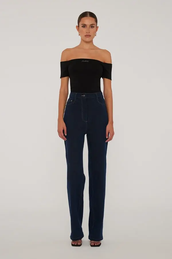 ROTATE BY BIRGER CHRISTENSEN Straight-leg Cotton-blend Jeans In Medium Wash
