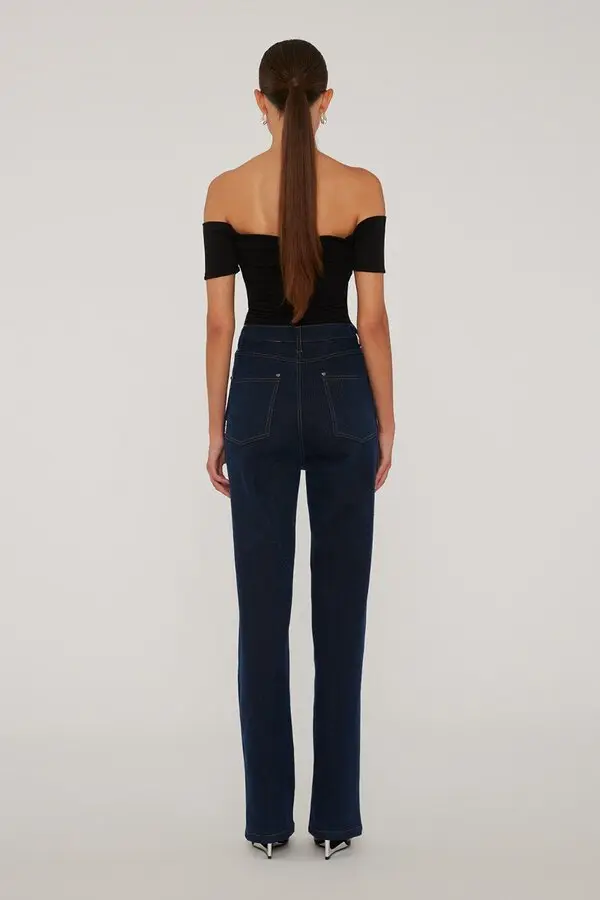 ROTATE BY BIRGER CHRISTENSEN Straight-leg Cotton-blend Jeans In Medium Wash