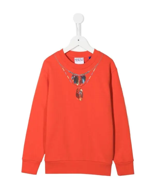 MARCELO BURLON COUNTY OF MILAN Feather Necklace-print Sweatshirt