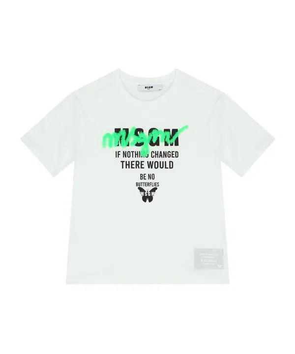 MSGM Round Neck Short Sleeve T-shirt With Letter Detail