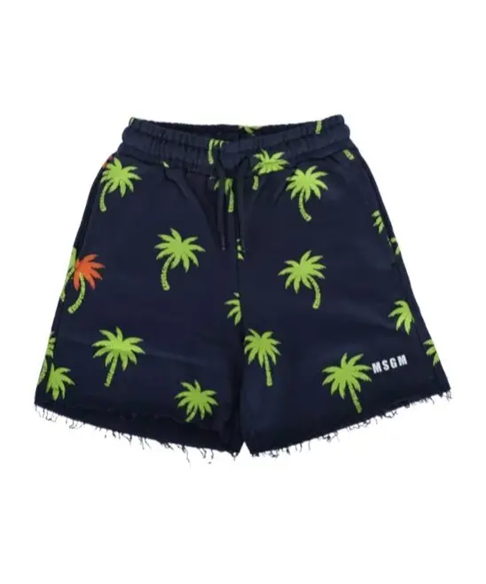 MSGM Palm Tree-print Cotton Shorts