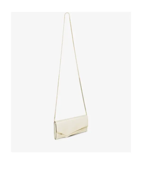 JIMMY CHOO Emmie Patent Leather Handbag With Detachable Chain - White