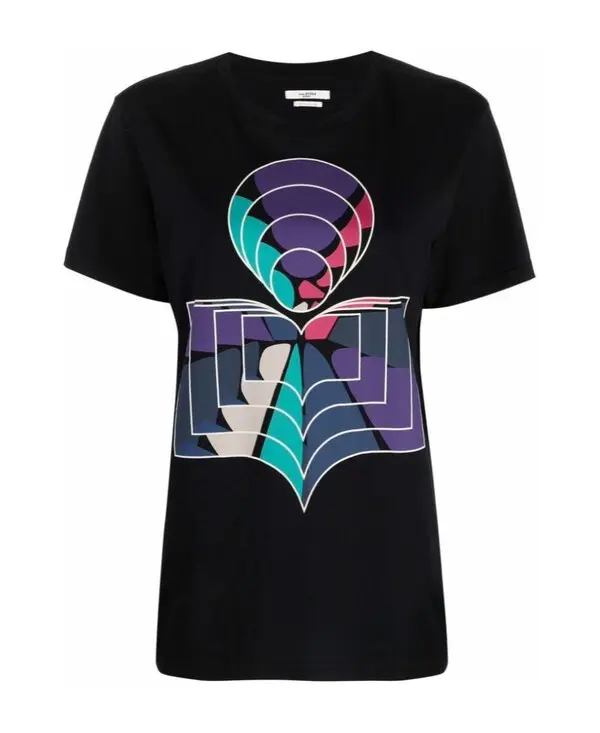 Isabel Marant Étoile Logo-print Organic-cotton T-shirt - Black