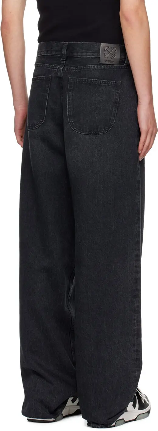 Off-White Logo Patch Wide Leg Jeans