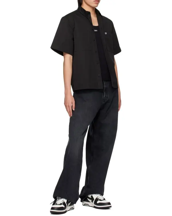 Off-White Logo Patch Wide Leg Jeans