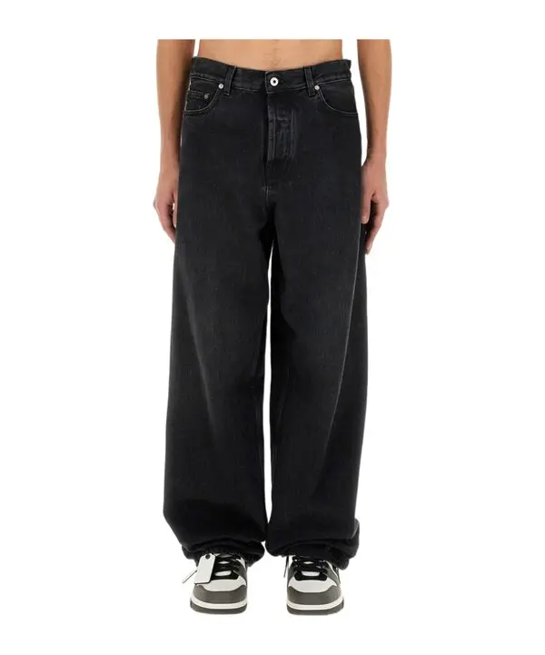 Off-White Logo Patch Wide Leg Jeans