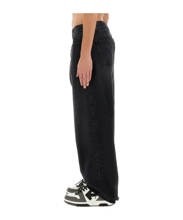 Off-White Logo Patch Wide Leg Jeans