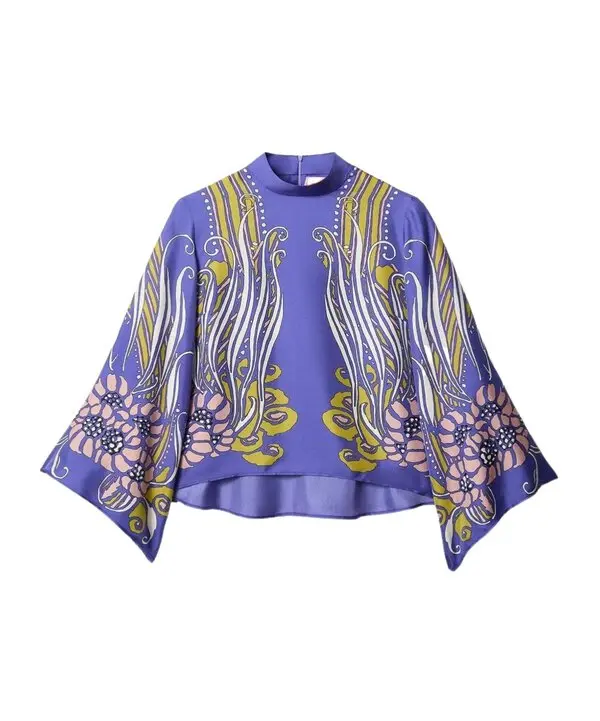 La DoubleJ Patterned Mock-neck Top