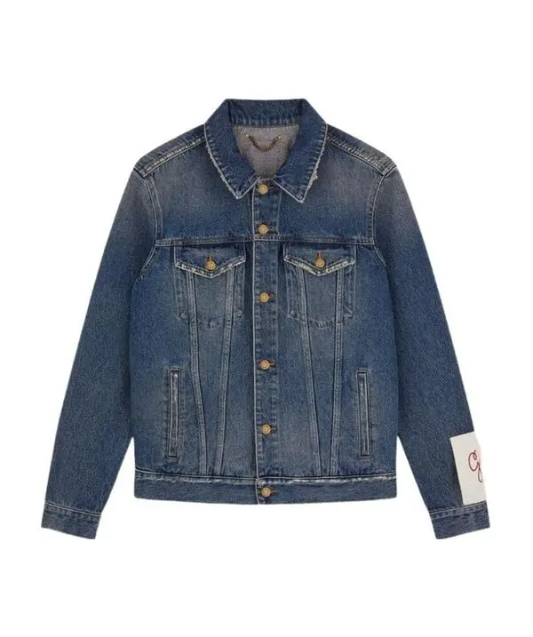 GOLDEN GOOSE Logo Patch Denim Coat - Blue