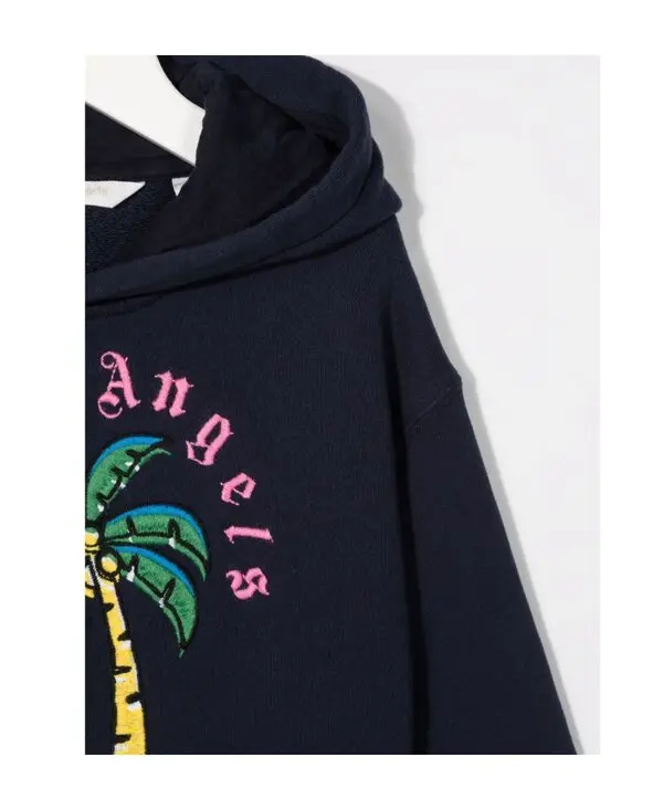 Palm Angels Palm Tree Embroidered Cotton Hoodie