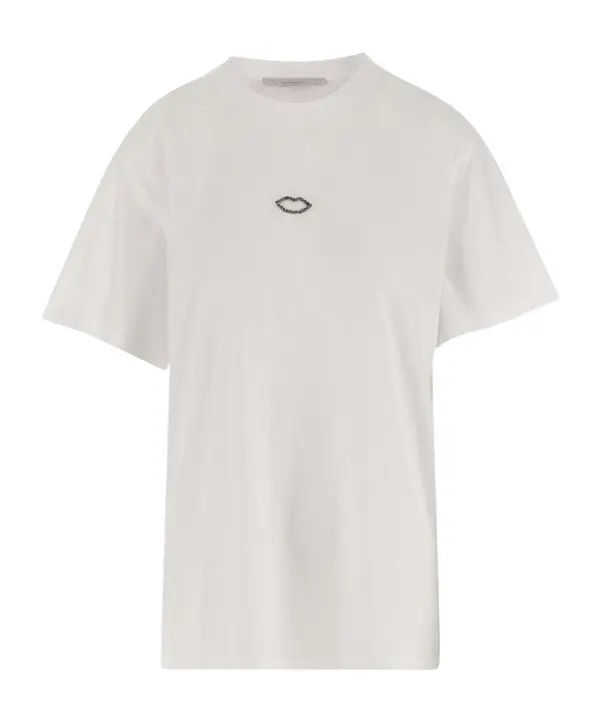 Stella McCartney Lip Embellished Crewneck T-shirt - White
