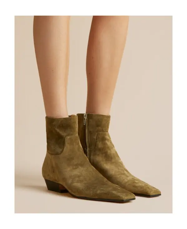 Khaite Marfa Square-toe Ankle Boots - Khaki