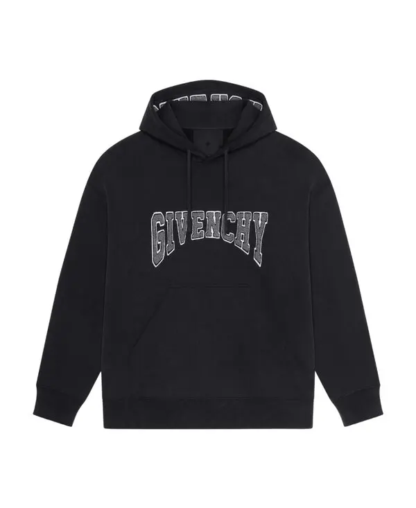 Givenchy Embroidered Logo Drawstring Hoodie - Faded Black